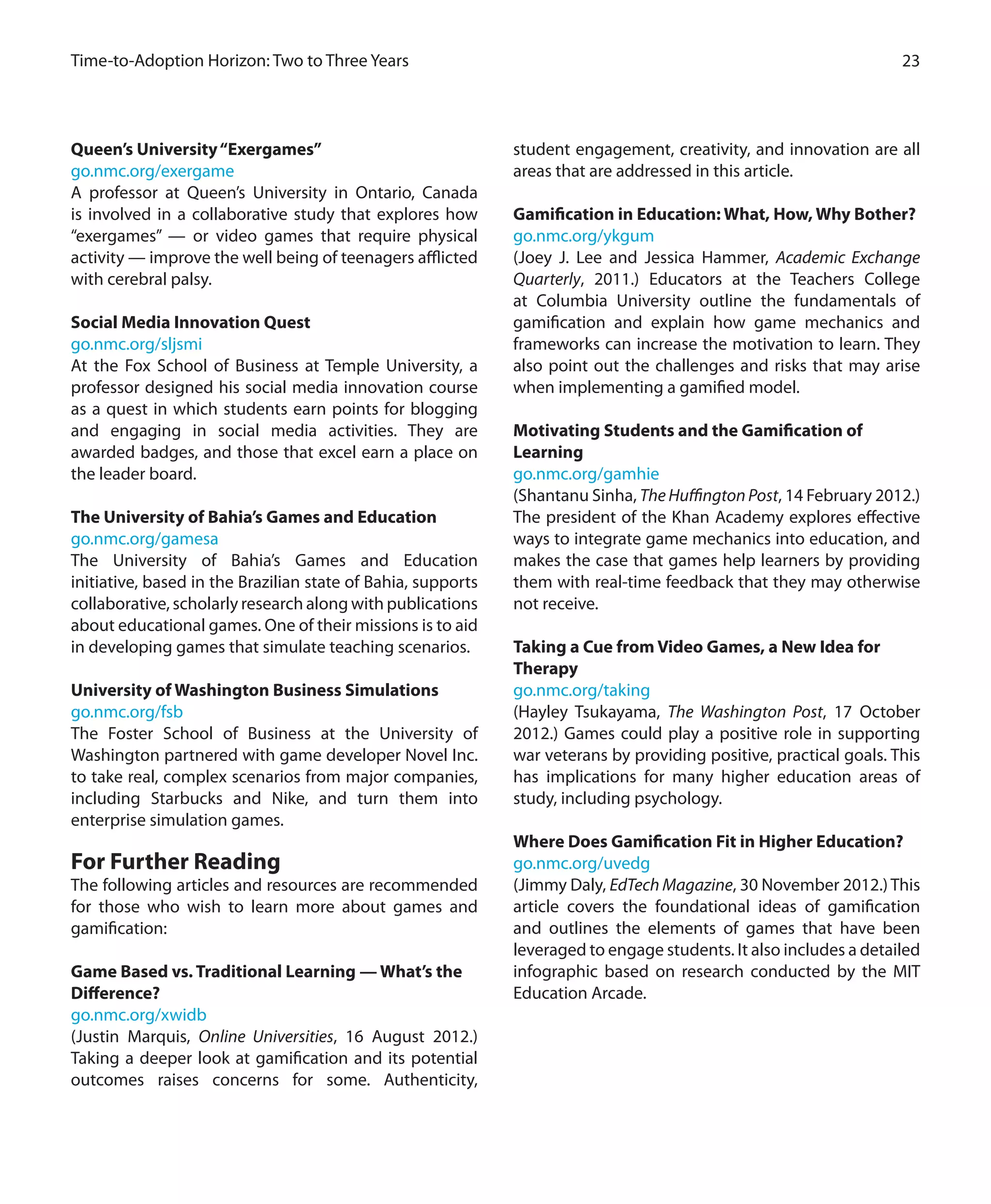 Games & gamification: 2013 Horizon HE | PDF