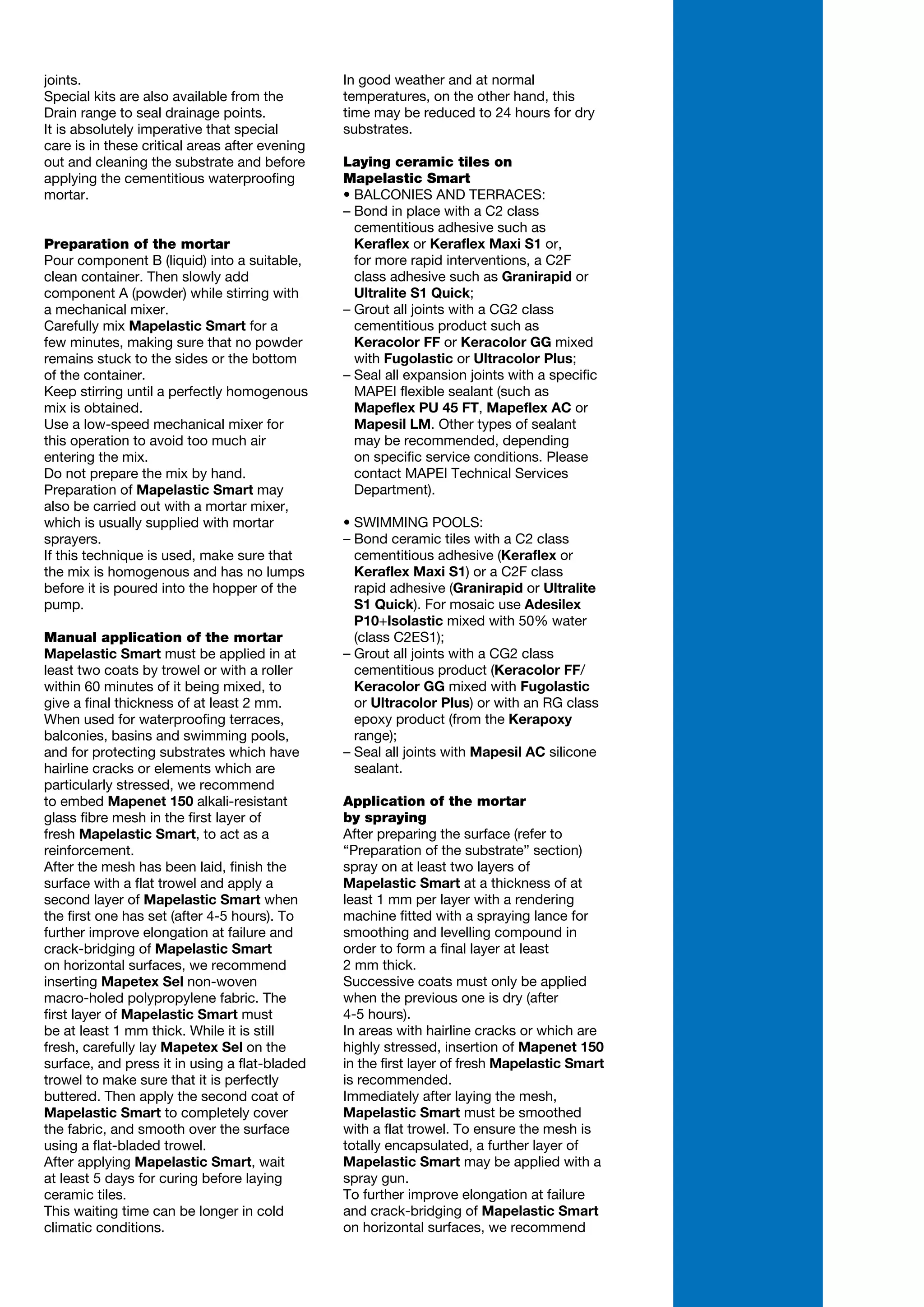 Technical Data Sheet of Mapelastic Smart by Mapei | PDF