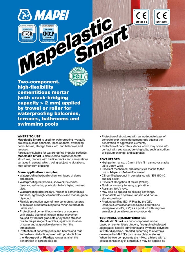 Technical Data Sheet of Mapelastic Smart by Mapei | PDF | Chemistry | Science