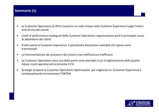 Migliorare la Customer Experience attraverso la Customer Operation ...
