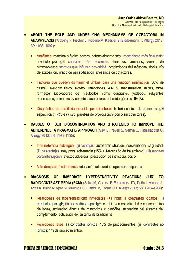 Perlas En Alergia E Inmunología Octubre 2013