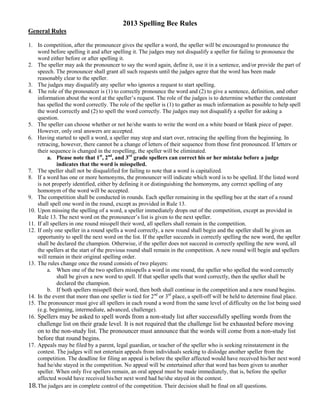 2013 spelling-bee-parent-letter-rules-and-lists (1) | PDF