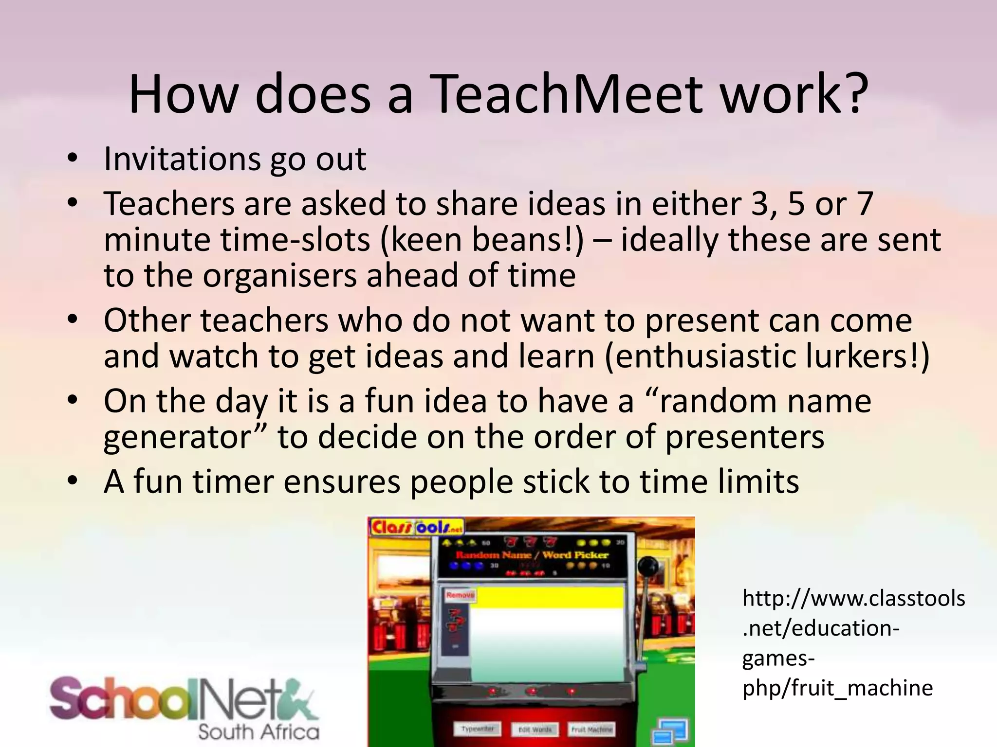 2013 what is a teach meet - schoolnet sa | PPTX | Educational ...