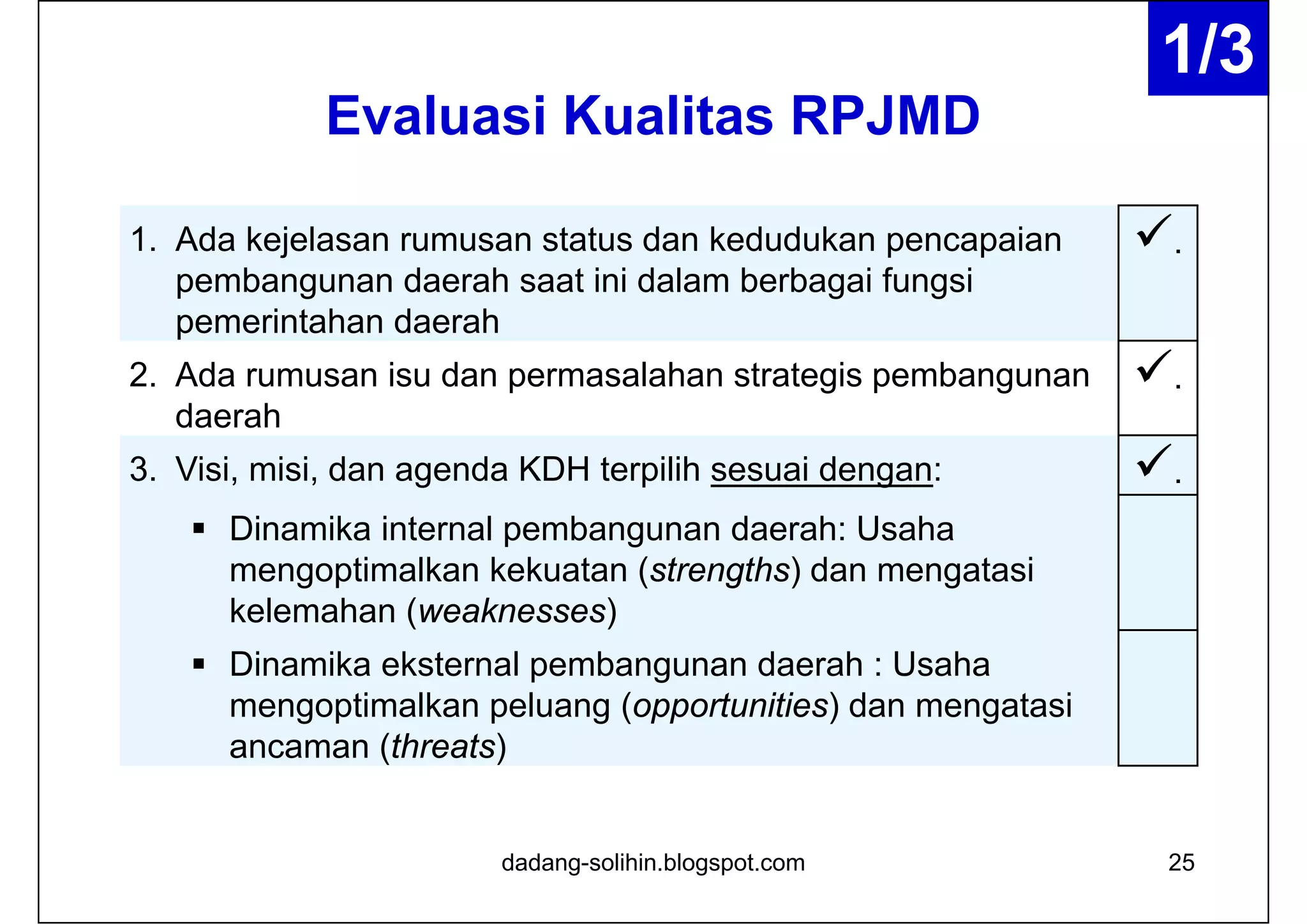 Penyusunan RPJMD dan Rencana Aksi Percepatan Pencapaian Tujuan MDGs di ...