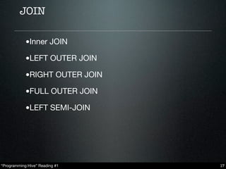 "Programming Hive" Reading #1 | PDF