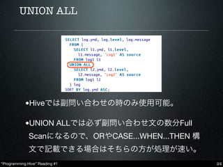 "Programming Hive" Reading #1 | PDF