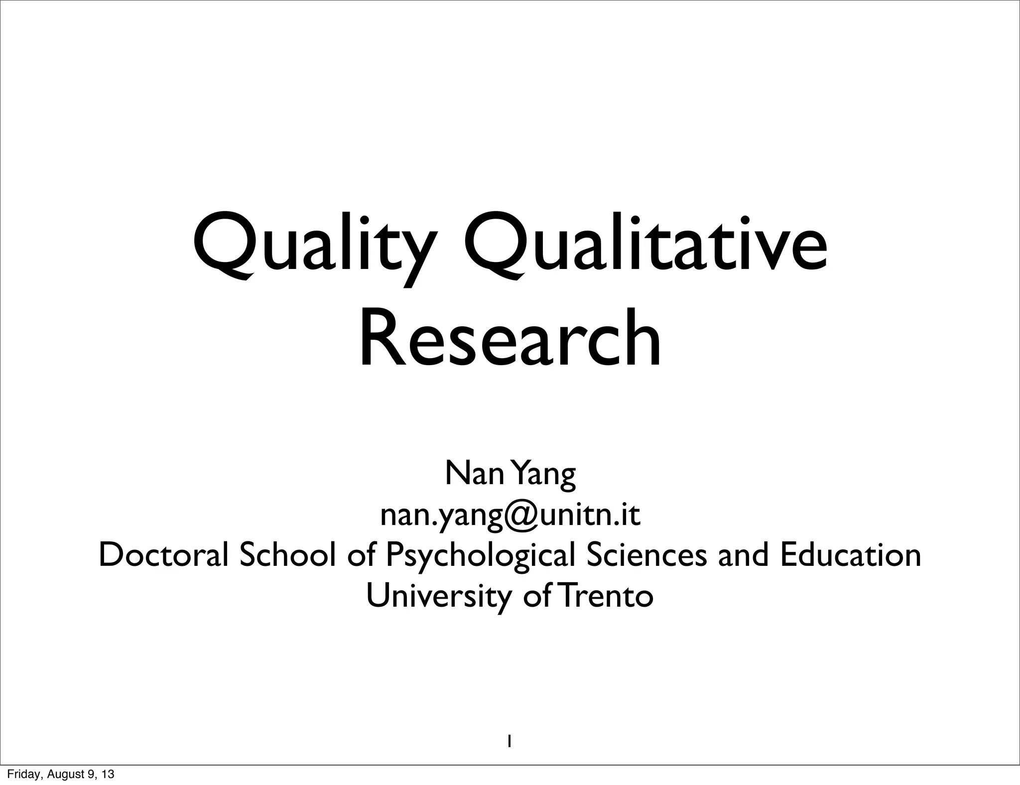 Quality Qualitative Research | PDF | Education