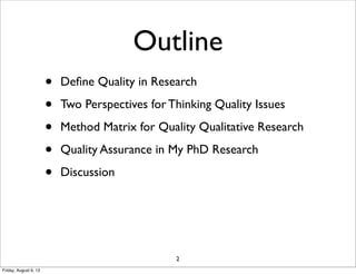 Quality Qualitative Research | PDF
