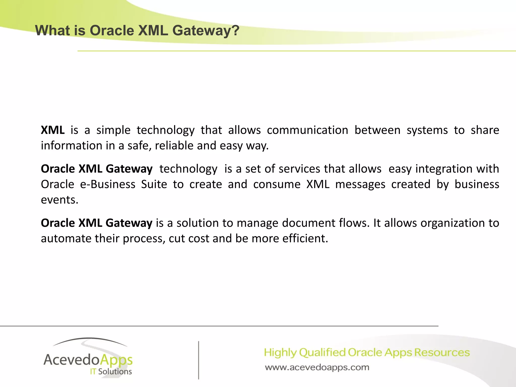 Product Analysis Oracle XML Gateway | PDF