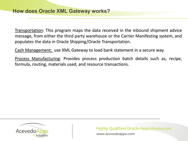 Product Analysis Oracle Xml Gateway Ppt