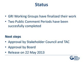 GRI Latest Sustainability Reporting Trends 2013 | PPT