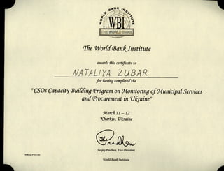 World Bank Institute Certificate | PDF