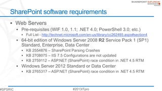 SPSRIC - SharePoint 2013 – A brief overview for IT Pros | PPT