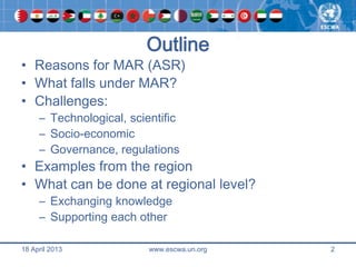 R. Klingbeil, 2013: Managed Aquifer Recharge - MAR and Aquifer Storage ...