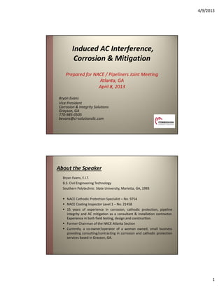 Presentation: Induced AC Interference, Corrosion & Mitigation | PDF