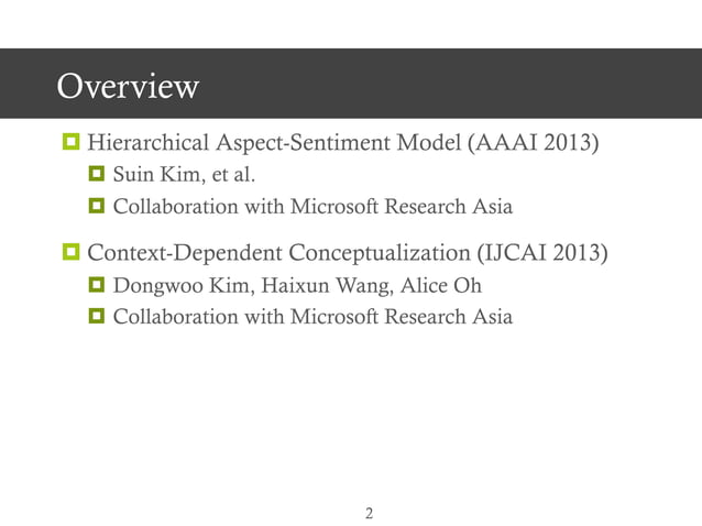 Hierarchical Aspect And Sentiment Model Context Dependent Conceptualisation Ppt Free Download