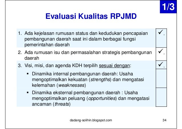 Sinergi Pembangunan Pusat-Daerah berdasarkan RPJMD dan Renstra SKPD