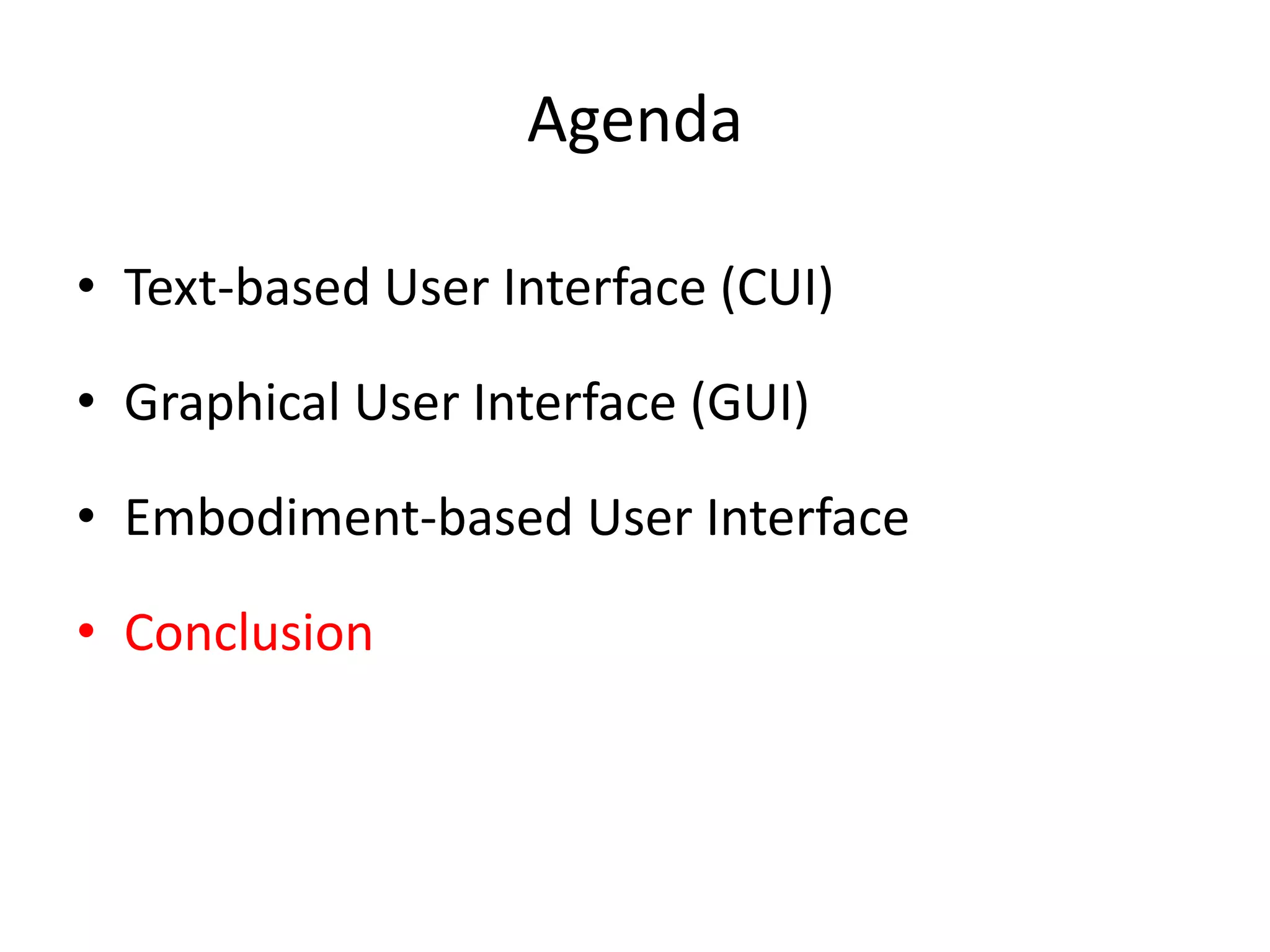Overview of User Interfaces | PPTX | Programming Languages | Computing