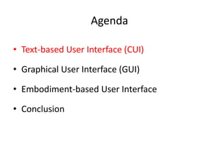 Overview of User Interfaces | PPTX | Programming Languages | Computing