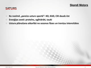 Skandi Motors Velo Meistarklases 3. nodarbība - Uztura principi sportā | PDF