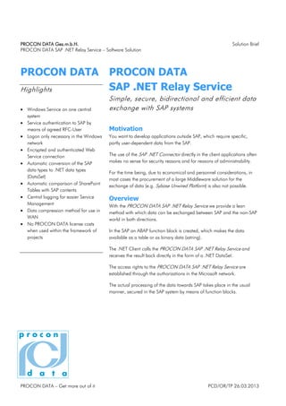 PROCON DATA SAP .NET Relais Service | PDF