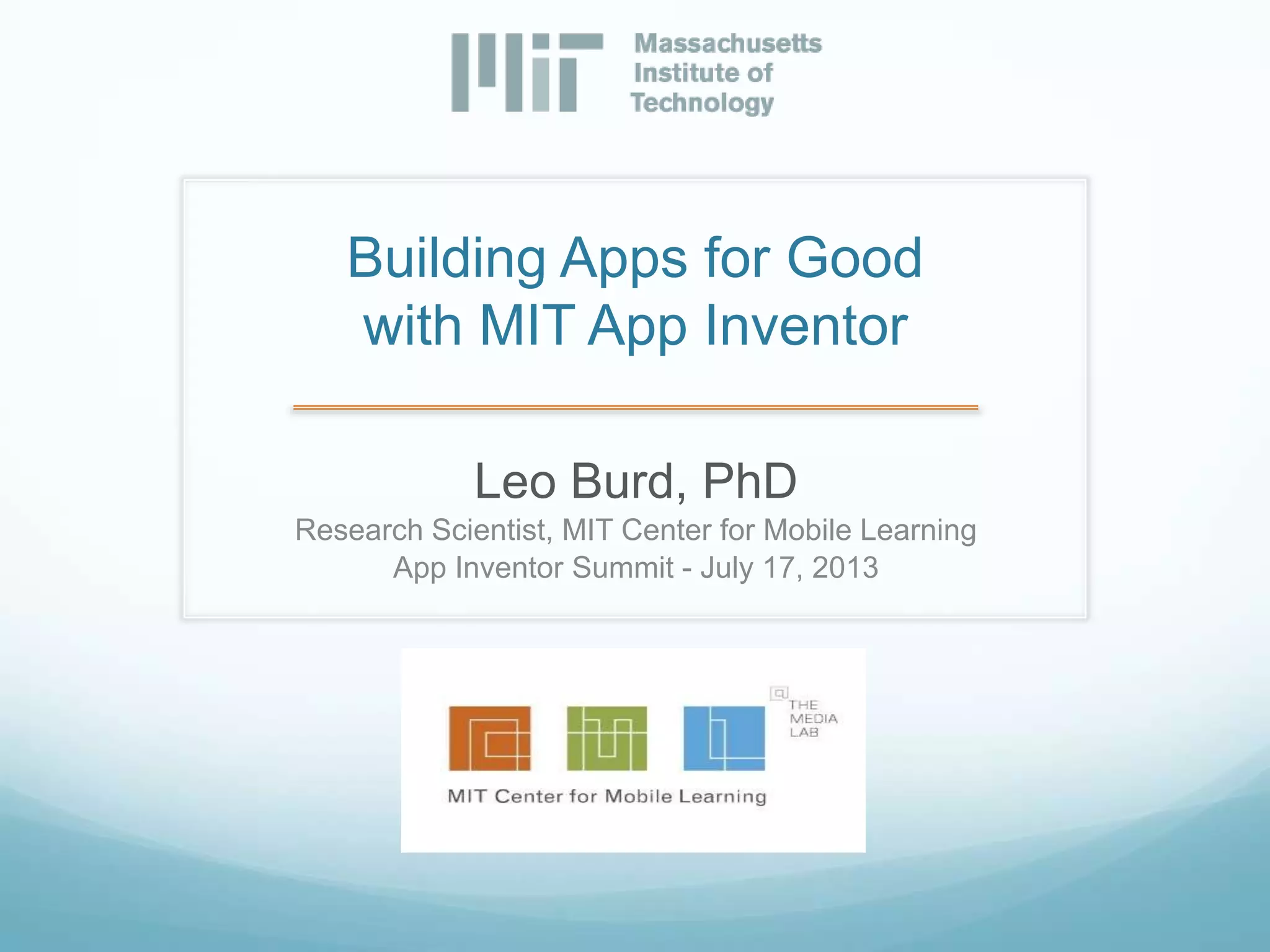 Building Apps for Good with MIT App Inventor | PPTX
