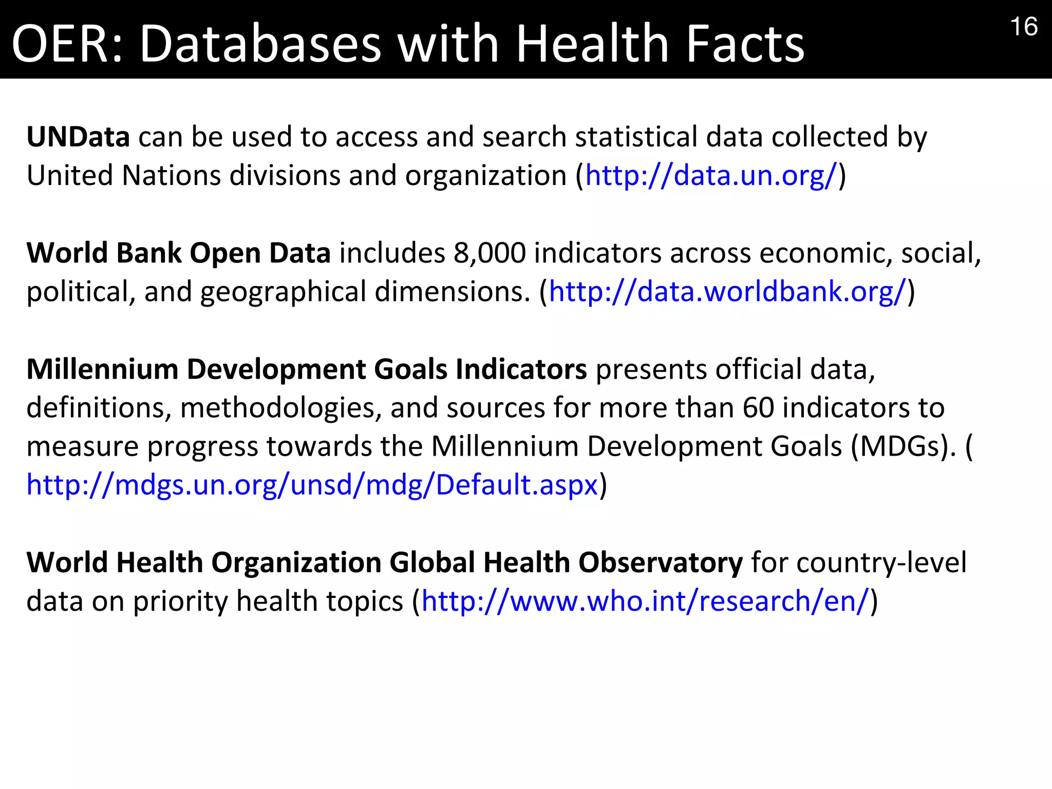 UON SPH OER Workshop - Example OER for Health | PPT