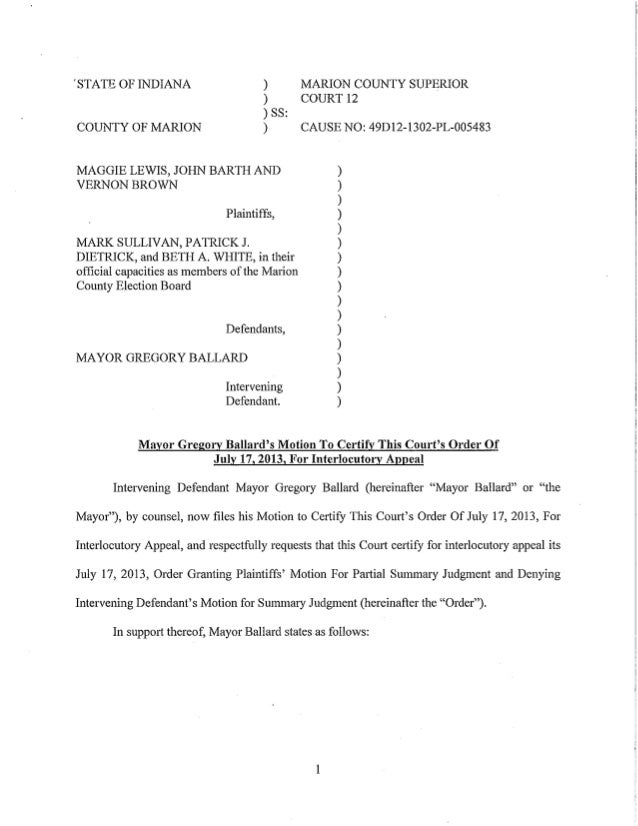 Interlocutory Appeal in Redistricting Case