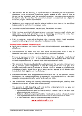 Zero Hours Contracts Brief (Unite) | PDF