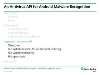 An Antivirus API for Android Malware Recognition | PPT