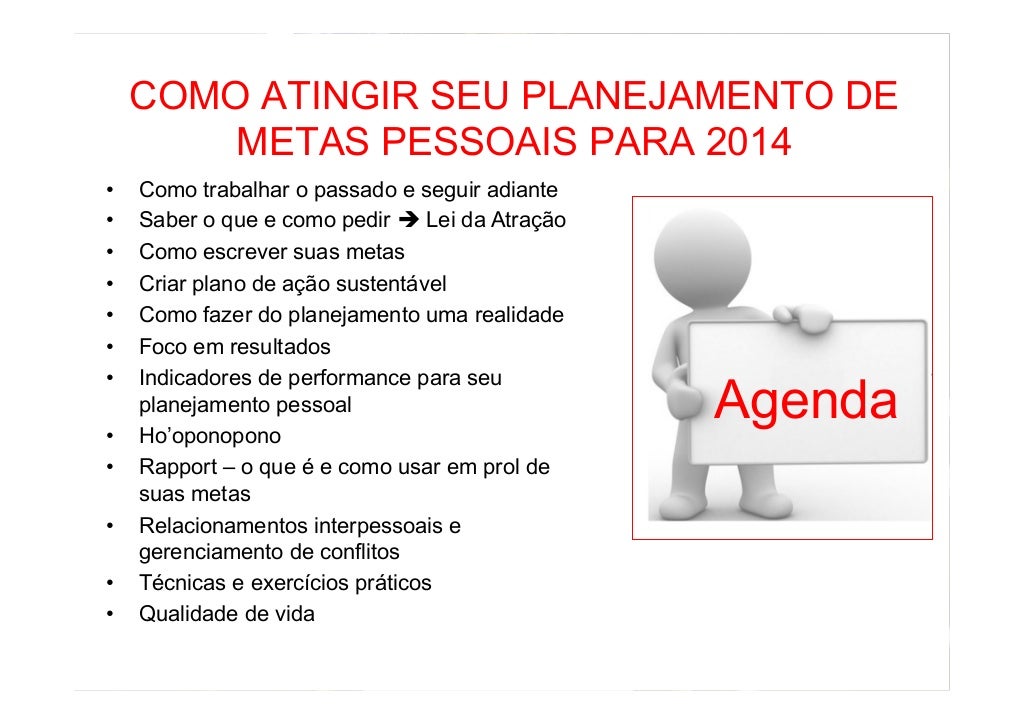 PLANEJAMENTO DE METAS PESSOAIS PARA 2014