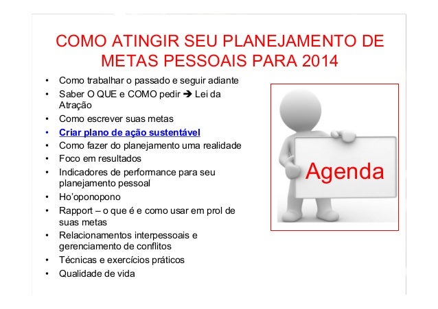PLANEJAMENTO DE METAS PESSOAIS PARA 2014