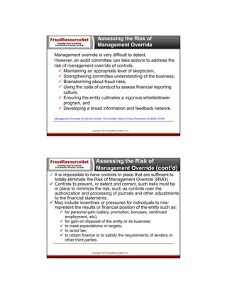 Management Override: Common Tactics and How to Audit For Red Flags | PDF