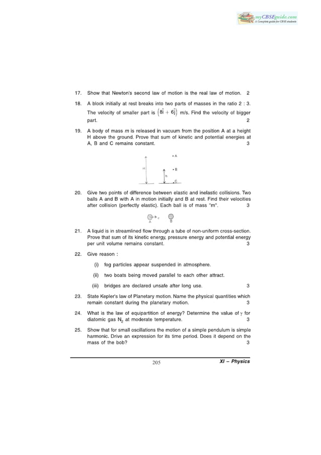 CBSE XI PHYSICS QUESTION PAPER | PDF | Physics | Science