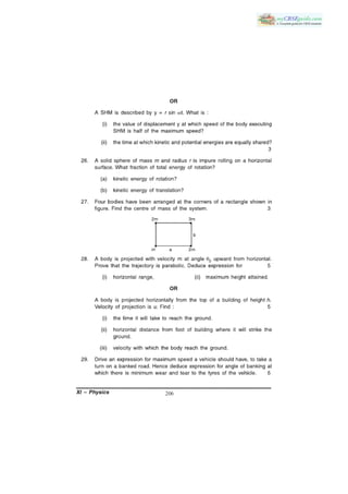 CBSE XI PHYSICS QUESTION PAPER | PDF | Physics | Science