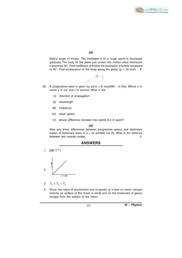 CBSE XI PHYSICS QUESTION PAPER | PDF | Physics | Science