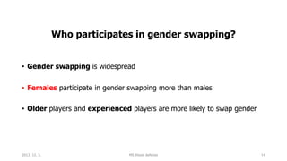 MS thesis defense - Gender swapping and its effects in MMORPGs | PPT