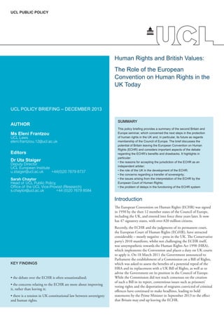 The Role of the European Convention on Human Rights in the UK Today ...