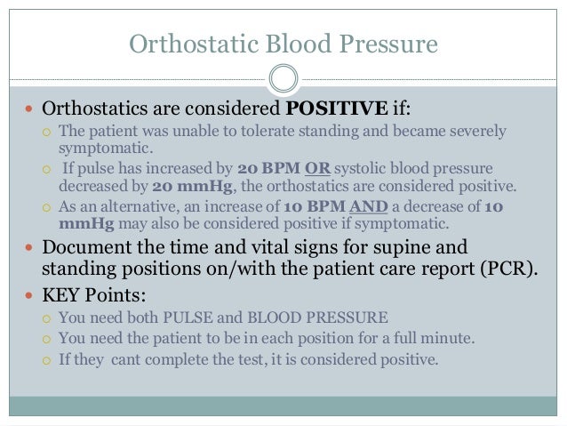 Measuring Orthostatic Blood Pressure