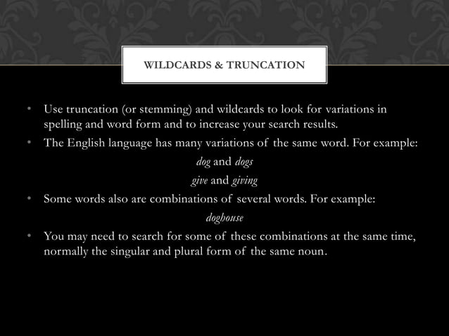 Online Search Techniques Wildcards Truncation Ppt