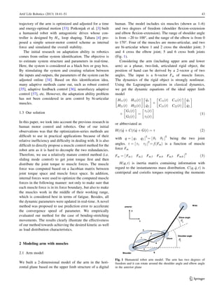 Muscle force distribution for adaptive control of a humanoid robot arm with redundant bi ...