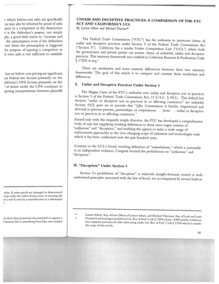 Unfair and Deceptive Practices: A Comparison of the FTC Act and ...