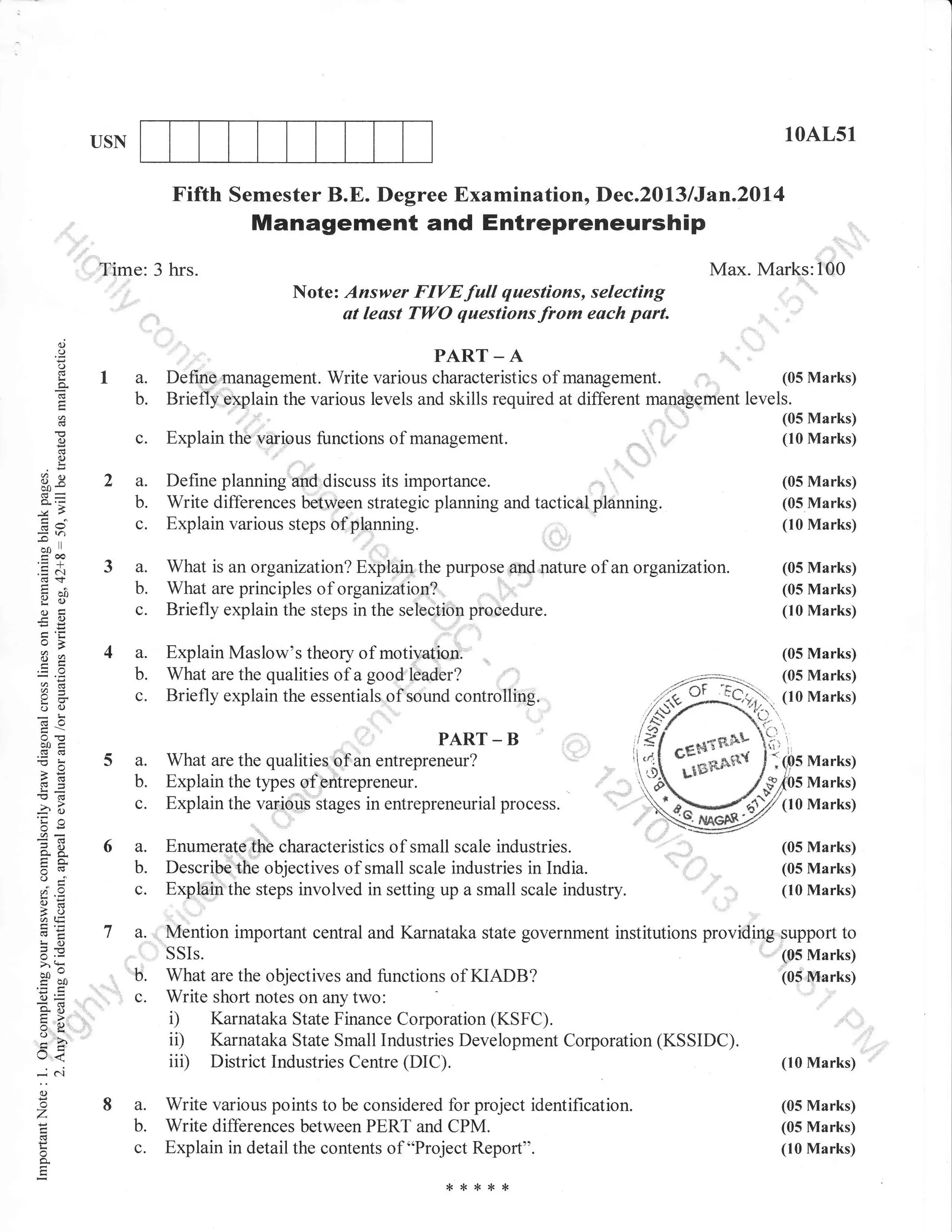 5th Semester Civil Engineering (2013-December) Question Papers | PDF ...