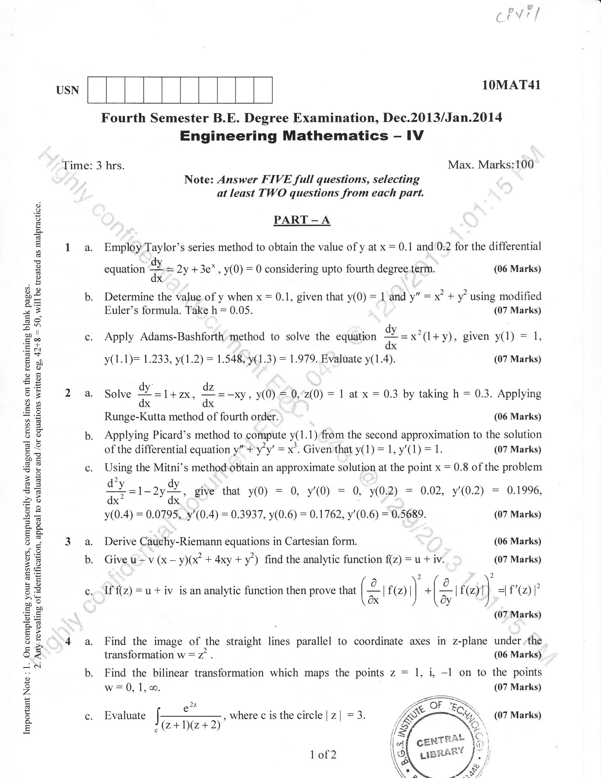 4th Semester Civil Engineering (2013-December) Question Papers | PDF