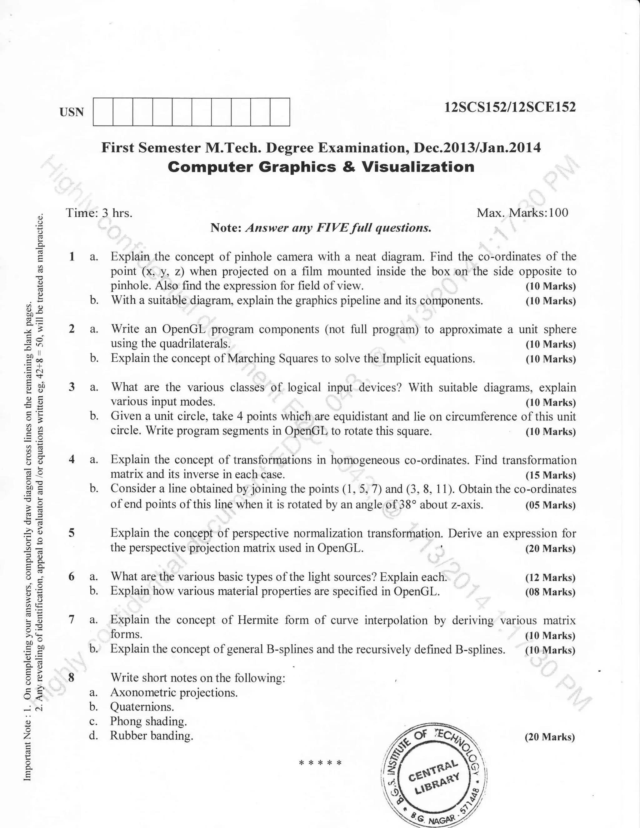 1st Semester M Tech Computer Science and Engg (Dec-2013) Question ...