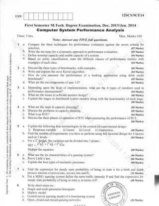 1st Semester M Tech Computer Science and Engg (Dec-2013) Question Papers | PDF
