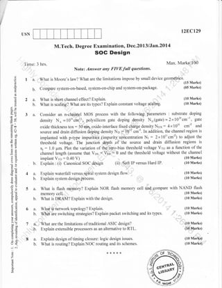 1st Semester M Tech CMOS VLSI Design (Dec-2013) Question Papers | PDF