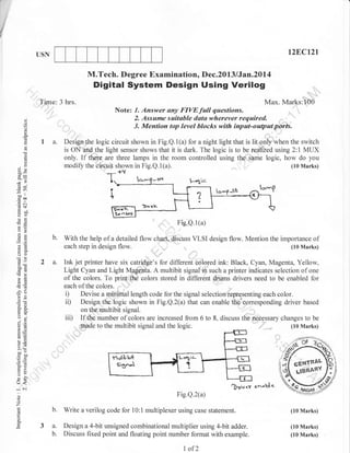 1st Semester M Tech CMOS VLSI Design (Dec-2013) Question Papers | PDF