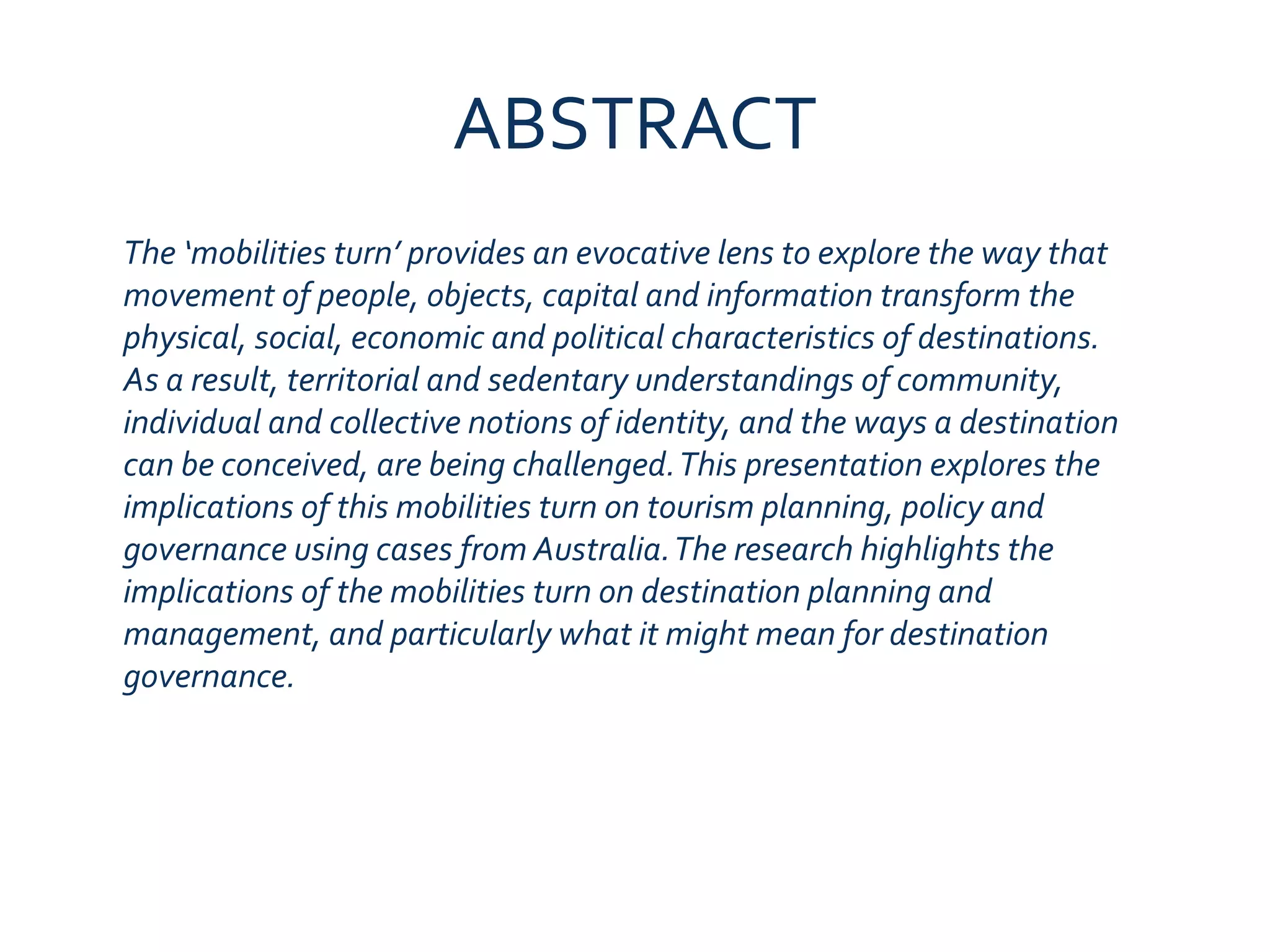 2013 Gold Coast Mobilities and Tourism Governance | PPT