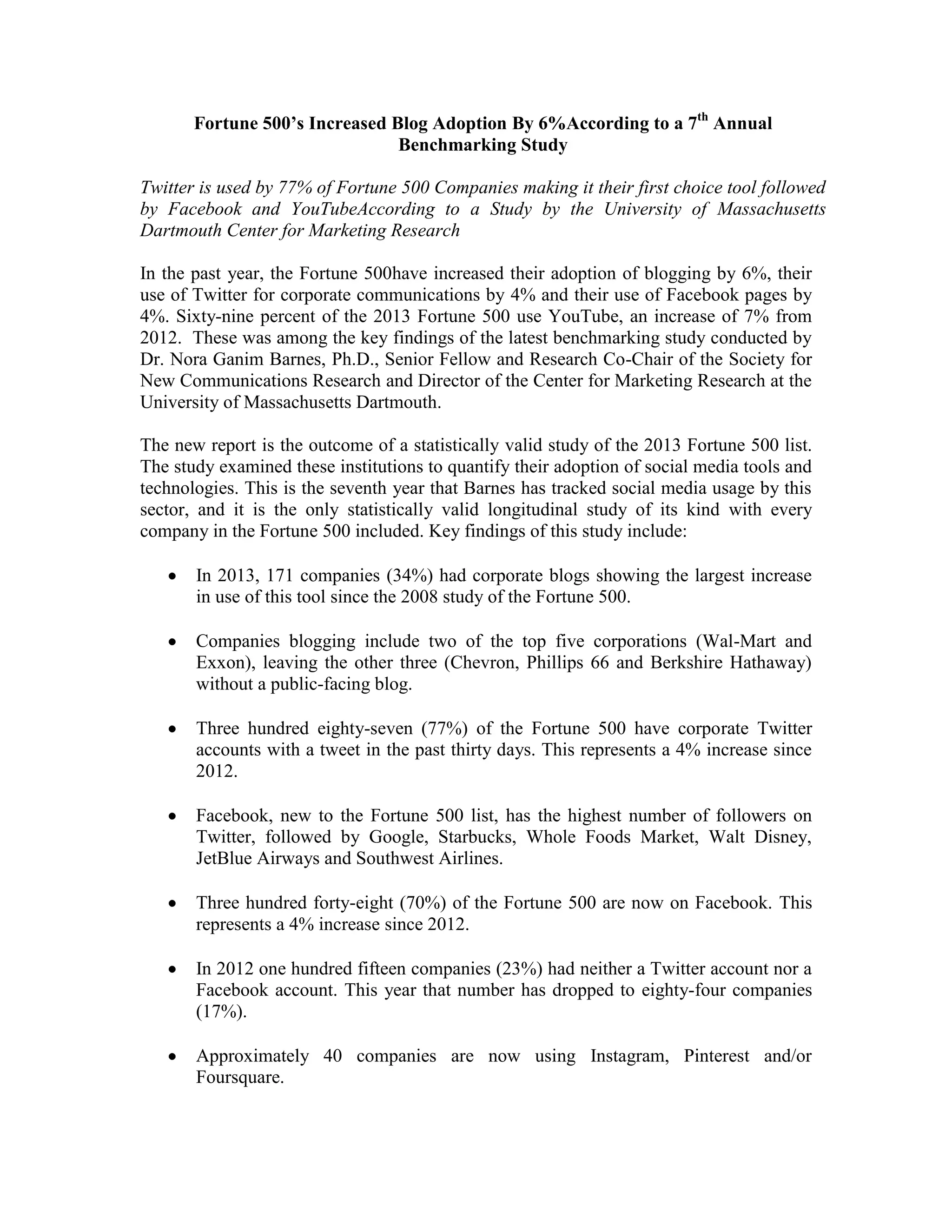 2013 Fortune 500 Study | DOCX